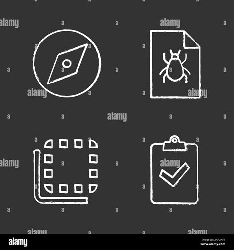 Uiux Chalk Icons Set Explore Tool Bug Report Flip To Back Button