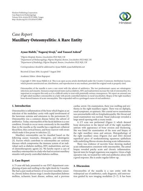 Pdf Maxillary Osteomyelitis A Rare Entity
