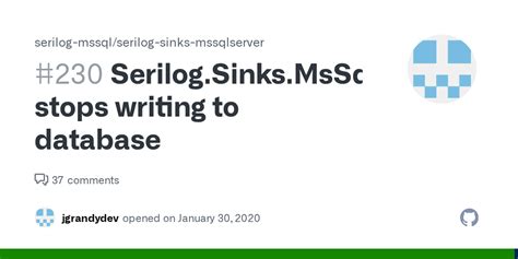 Serilogsinksmssqlserver Stops Writing To Database · Issue 230