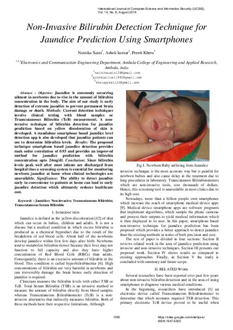 Pdf Non Invasive Bilirubin Detection Technique For Jaundice