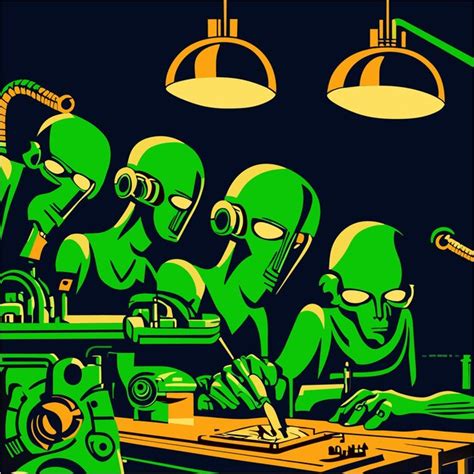 Premium Vector Crafting Tomorrow Humans And Robots In Perfect Harmony