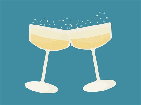 Vector Two Full Glasses Of Wine Or Champagne Illustration On A Blue