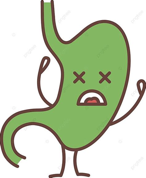 Unhappy Stomach Character Color Icon Gastritis Human Gastrointestinal