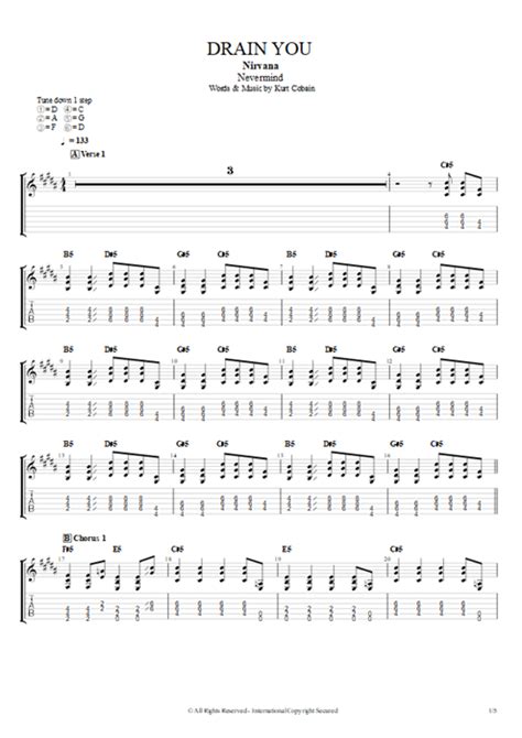 Drain You Tab By Nirvana Guitar Pro Full Score Mysongbook