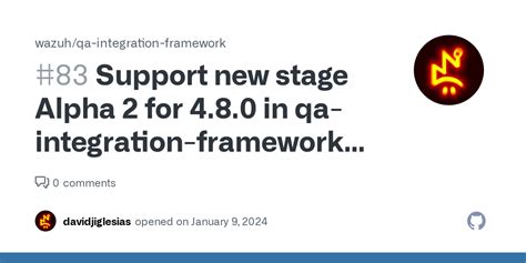 Support New Stage Alpha 2 For 480 In Qa Integration Framework Repository · Issue 83 · Wazuh