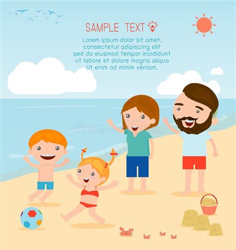 Eine Familie Am Strand Familie Auf Dem Strand Vektor Abbildung