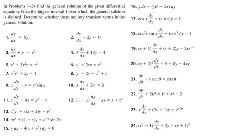 Solved In Problems 1 24 ﻿find The General Solution Of The