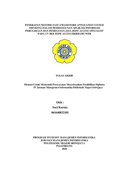 Pdf Penerapan Metode Fast Framework Application System Thinking Dalam Pembangunan Aplikasi