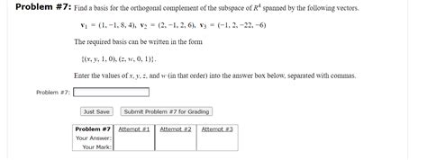 Solved Oblem Find A Basis For The Orthogonal Complement Chegg
