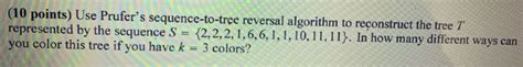 Solved Points Use Prufer S Sequence To Tree Reversal Chegg
