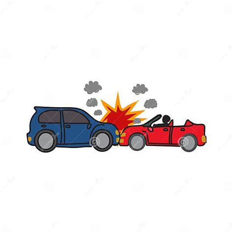 Cars Crash Vector Cartoon Illustration Car Accident Stock Vector