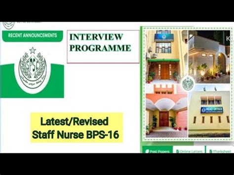 SPSC Latest Revised Interview Programme Staff Nurse BPS 16 Health