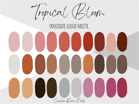 Tropical Bloom Procreate Palette Tropical Color Swatches Instant Download Etsy