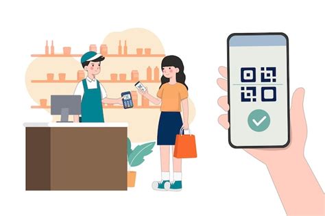 Premium Vector Cashless Payment System Woman Use Mobile Cashless