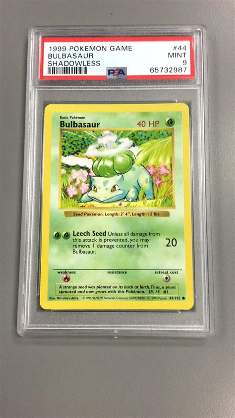 1999 Pokemon Game 44 Bulbasaur Shadowless Psa 9 Gamestop
