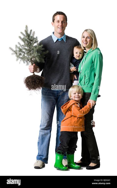 Family With A Pine Tree Stock Photo Alamy