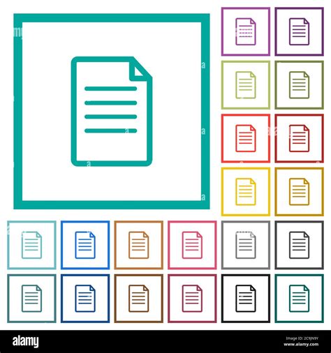 Single Document Flat Color Icons With Quadrant Frames On White