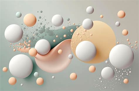 Generative Ai Ilustracion 추상 액체 유체 원 파스텔 색상 배경 복사 공간 3d 구 모양 파스텔 색상 디자인