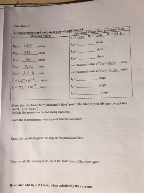 solved measurements and analysis of a circuit with fault