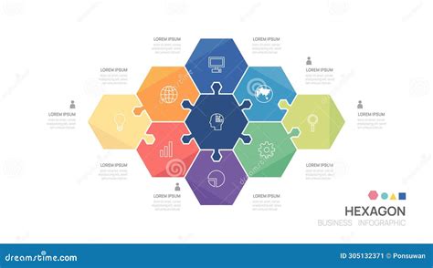 Infographic Hexagon Pieces Rectangle 3 Options Cartoon Vector