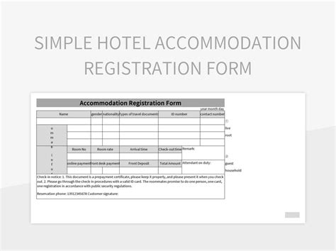 University Student Accommodation Application Form Excel Template And