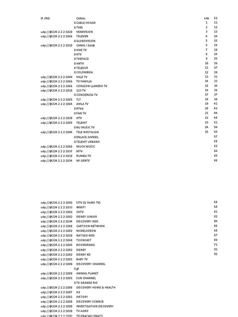 Tabla Única De Canales Fibexplay Pdf Televisión Por Cable Televisión
