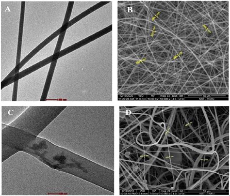 A Tem Micrographs Of Pure Pva Nanofibre C Tem Micrographs Of Mncnf