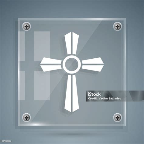 회색 배경에 분리 된 크로스 아이콘흰색 삭제 표시 무덤 아이콘입니다 정사각형 유리 패널 벡터 고대의에 대한 스톡 벡터 아트 및 기타 이미지 Istock