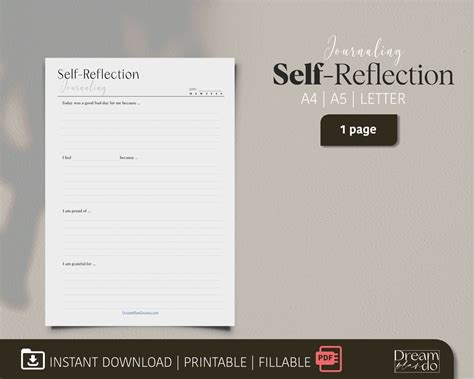 Self Reflection Template Minimal Pdf Fillableprintable Journal Page