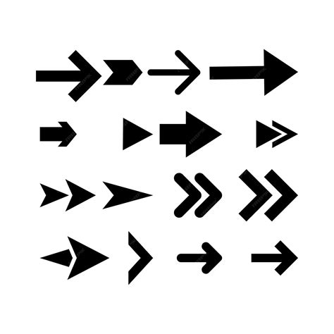 Set Of Black Arrow Symbols Showing Direction And Movement Premium Vector
