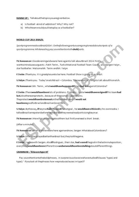 If Clauses Type And ESL Worksheet By Ayhandync