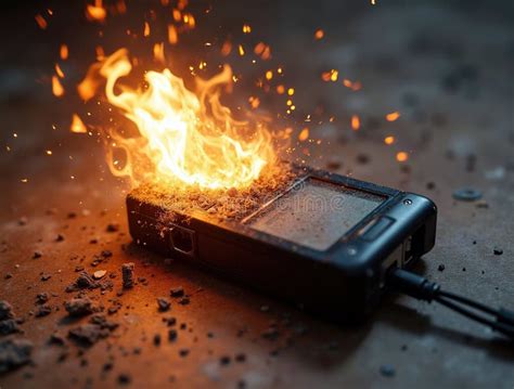 Explosion Of Pager Stuffed With Explosives Danger Fire And Ignition Of Plastic Stock
