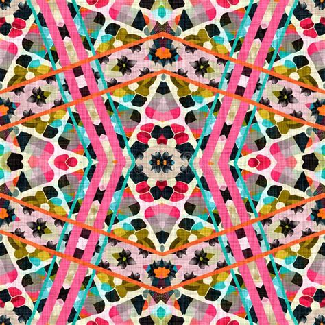 Kitsch Pattern Geometric Retro Design In Seamless Background Trendy Modern Boho Geo In Vibrant