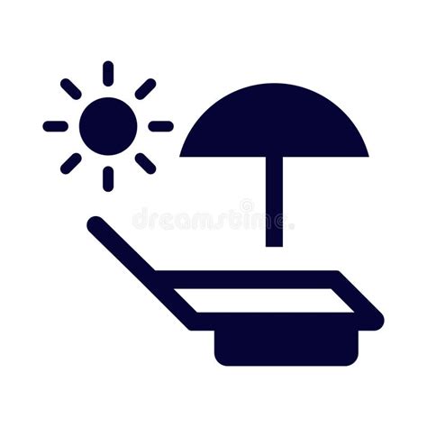 Sun Umbrella Beach Beach Bed Summer Day Icon Stock Vector