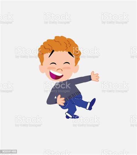 그의 왼쪽에 뭔가 치면서 웃 고 청바지에 화이트 보 교사 교육 관련 직업에 대한 스톡 벡터 아트 및 기타 이미지 교사 교육
