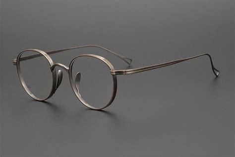 Muzz Mens Full Rim Round Brushed Titanium Frame Eyeglasses 10518t