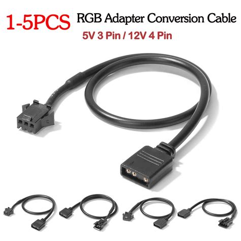 Motherboard Rgb Adapter Conversion Cable 5v 3 Pin 12v 4 Pin 30cm Rgb