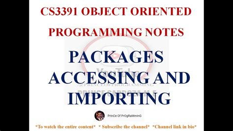 Packages In Java Notes Importing And Accessing Packages Cs3391 Object Oriented Programming