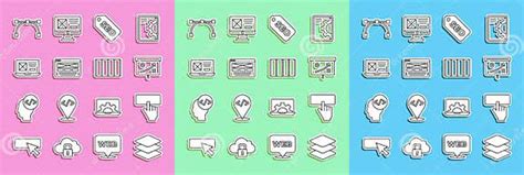 Set Line Layers Keyboard Planning Strategy Concept Seo Optimization Ui Or Ux Design Bezier