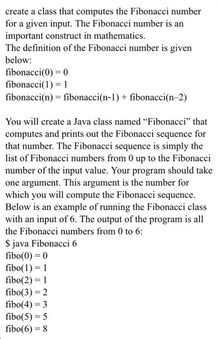 Solved Create A Class That Computes The Fibonacci Number
