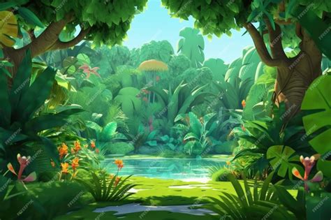 Premium Ai Image Colorful Cartoon Style Environment Generative Ai Illustration