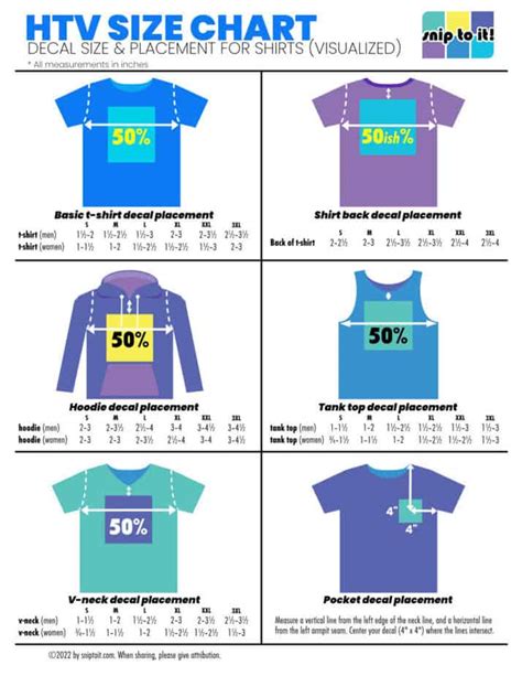 Htv Sizing Chart For Shirts Htv Sizing Placement Vinyl Shoot