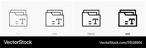 Font Icon Thin Light Regular And Bold Style Vector Image