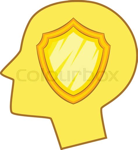 Shield Inside Human Head Icon Cartoon Stock Vector Colourbox