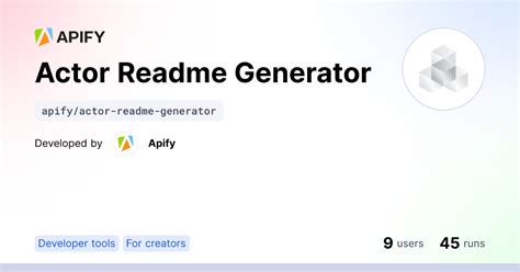 actor readme generator · apify