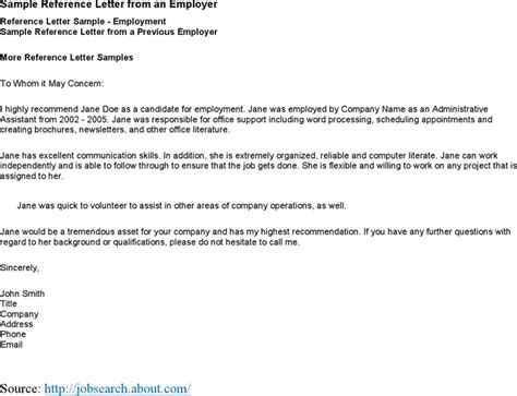 Employment Reference Letter Sle