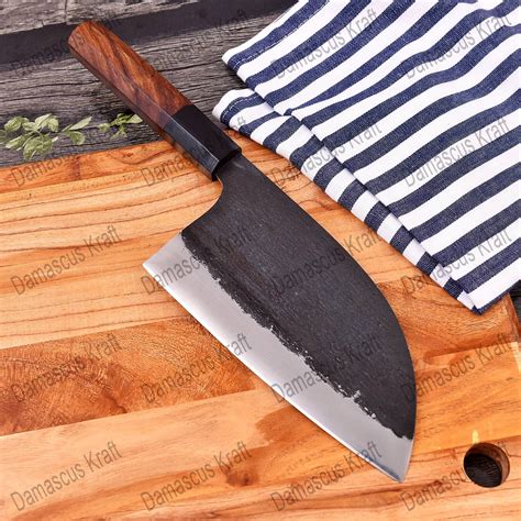 Personalized Hand Forged D2 Steel Serbian Cleaver Knife With Leather