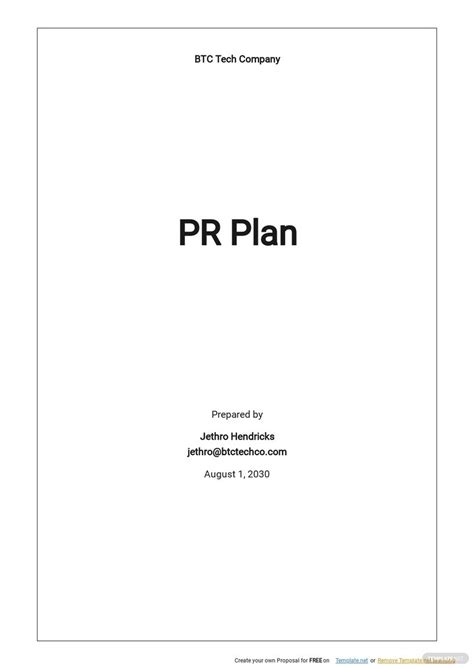 Pr Plan Template Google Docs Word Apple Pages Pdf Template Net