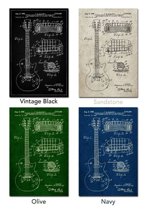 Gibson Les Paul Guitar Patent Poster Guitar Art Guitar