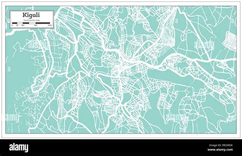 Kigali Rwanda City Map In Retro Style Outline Map Vector Illustration